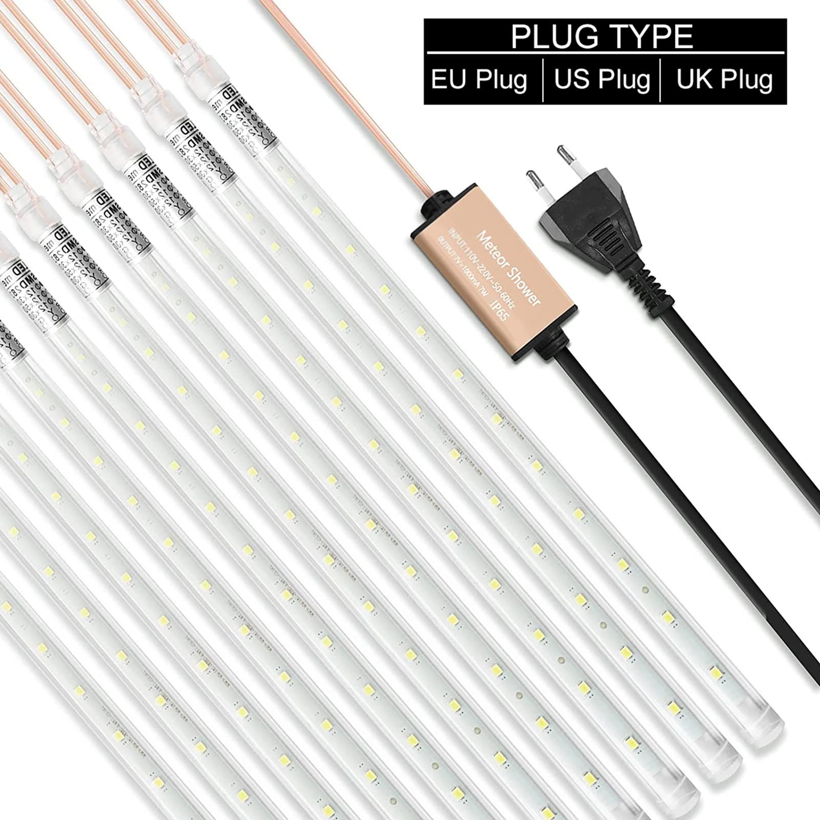 LED Meteor Shower Lights 30cm 10 Tubes 300 LED High Brightness Lcicle Cascading Icicle String Light for Christmas New Year Night Lighting Garden Tree Home Decor, Blue