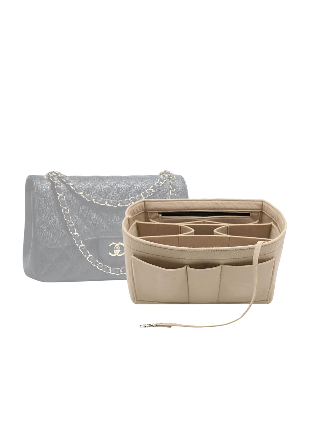 ANGIEHAIE VIOLK High Ranking Cosmetic Travel Organizer Felt Fabric Purse Bag Organizer;Insert for Neverfull Pochette Metis (Black, 15.5 × 25.5 × 6.5 cm)