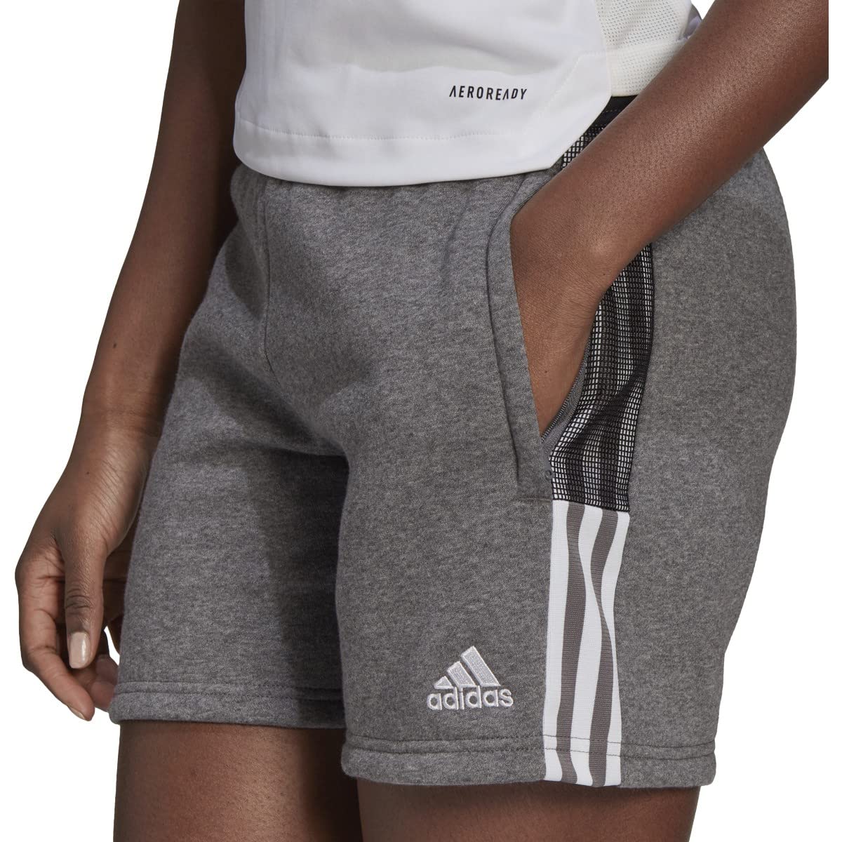 adidas womens Tiro 21 Sweat Shorts Grey Melange Large