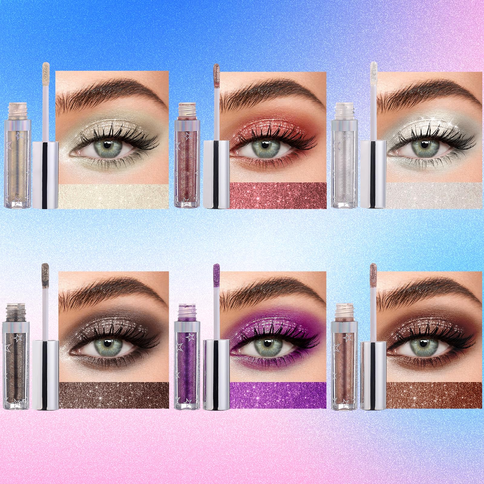 Ardorlove Metallic Glitter Eyeshadow Liquid, Liquid Glitter Eyeshadow, Liquid Metallic Eyeshadow, Liquid Eyeshadow, Long Lasting Highly Shimmer, Waterproof Eyeshadow Liquid -109