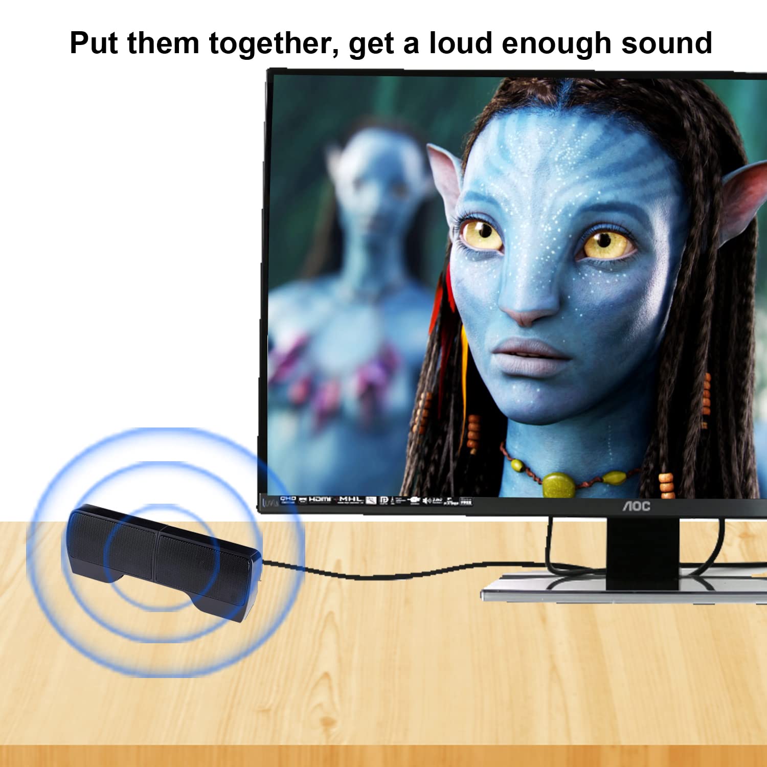 SUPVIN Portable Mini Speakers, External Clip On Computer Speakers, USB Powered Wired Multimedia Mini Soundbar for PC Computer Laptop Speakers