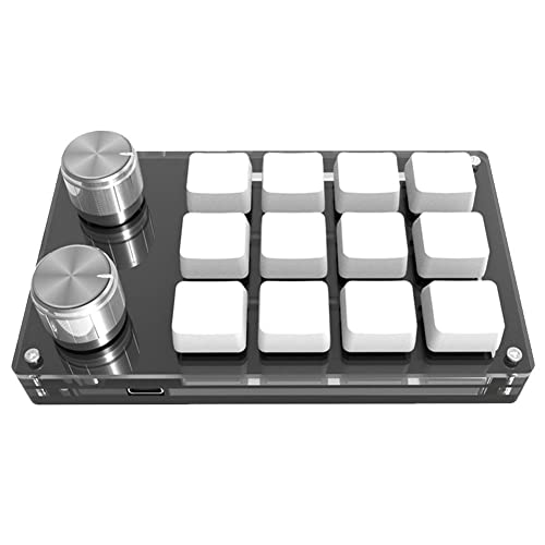 BAILIY Wireless Bluetooth 12 Keys Double Knob Mini Mechanical Keyboard Custom Macro Keyboard Programming Gaming Keyboard DIY Shortcuts