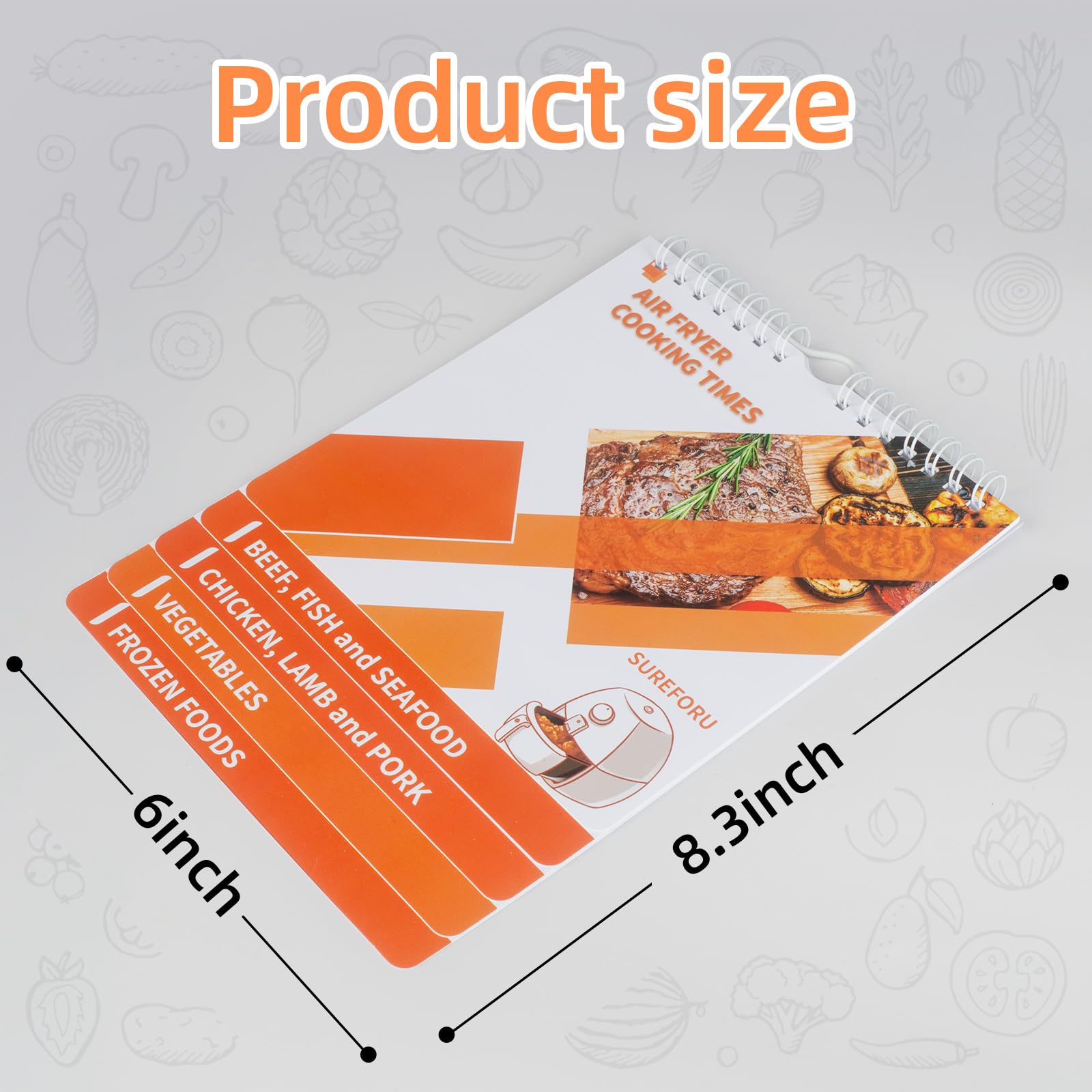 Air Fryer Cooking Times Chart in Large Font, Easy to Read and Find Air Fryer Cheat Sheet.