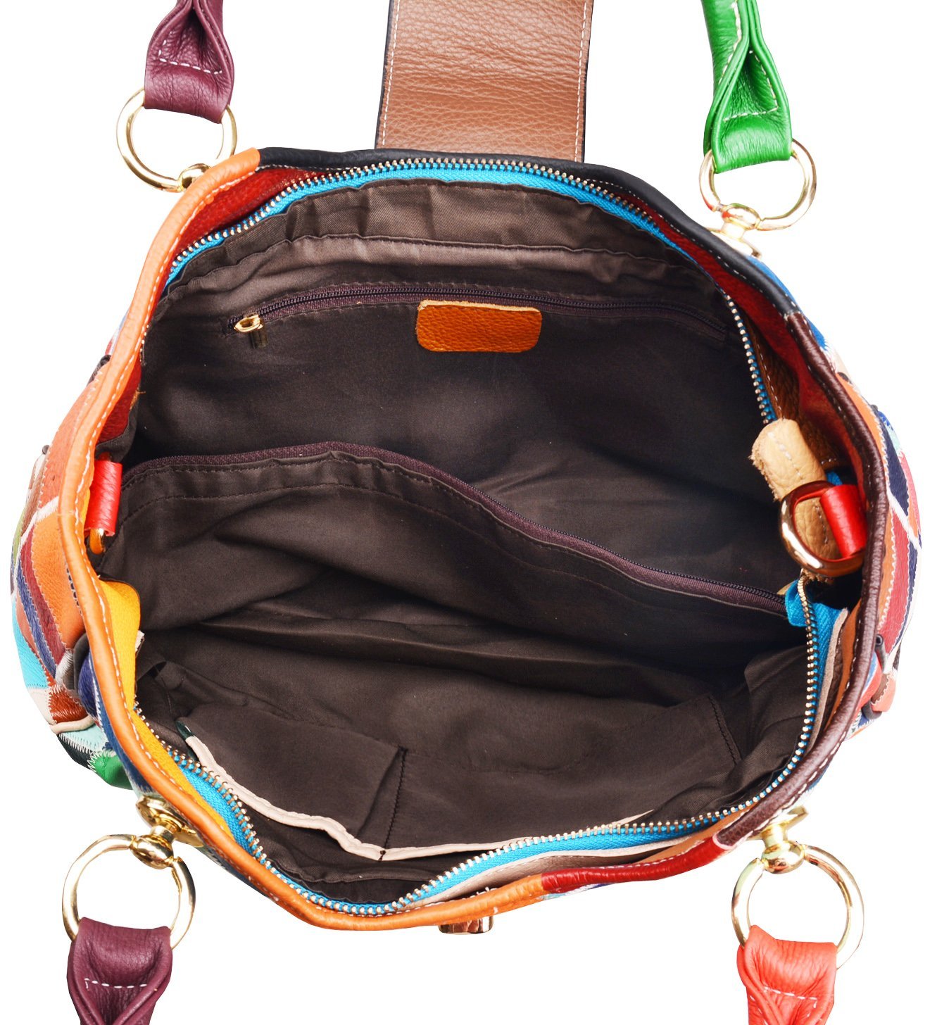 Heshe Womens Multi-color Leather Shoulder Bag Hobo Tote Handbag Cross Body Purse (Colorful-2B4038)