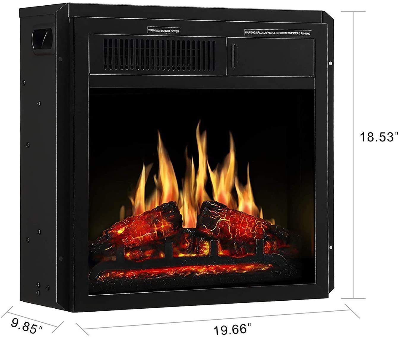 Antarctic Star Electric Fireplace Insert 18" Freestanding Heater Remote Control with 7 Log Hearth Flame Settings Adjustable Flame,1500w Black