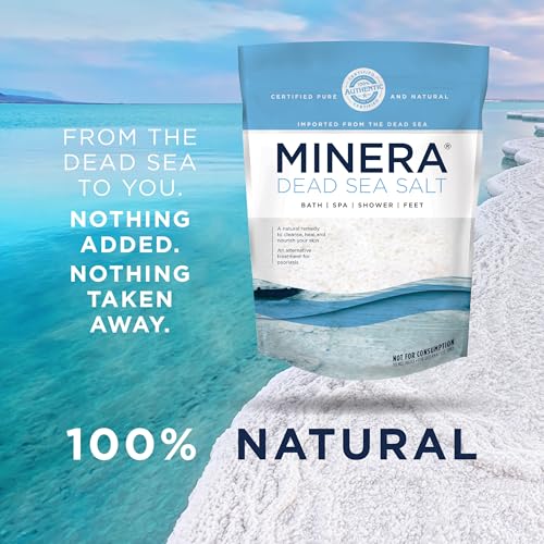 Minera Dead Sea Salt, 100% Pure & Natural, 2 lbs. Fine Grain (0-1.7 mm) Bulk Bag, Easily Dissolving Dead Sea Salts for Soaking & Bathing, Skin Nourishing Fine Sea Salt, Unscented