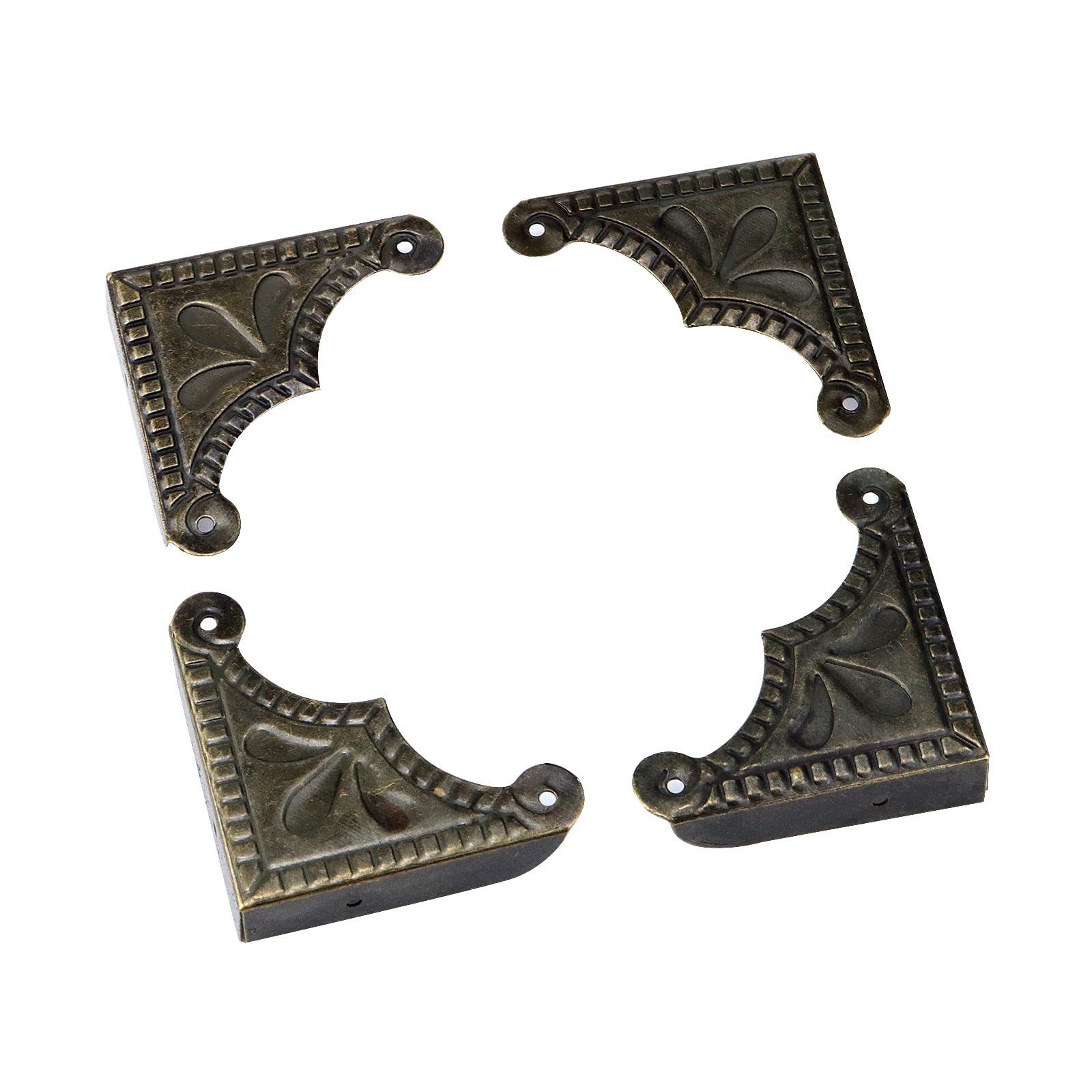 Antrader 12Pcs Metal Box Corner Guard Protector Safety Bumpers Decorative Furniture Edge Covers with Screws Bronze Tone 1.5" x 1.5"