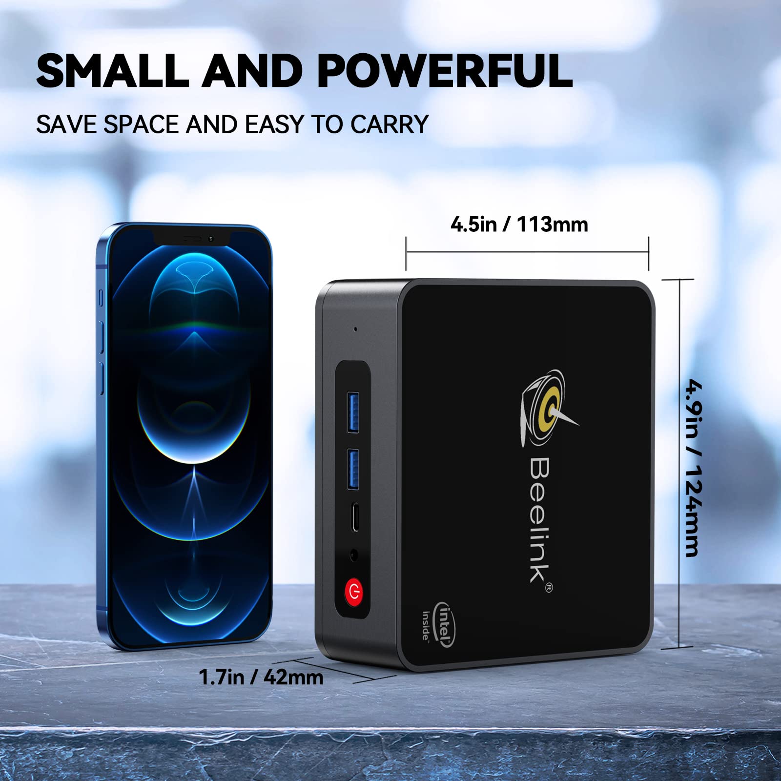 Beelink Mini PC Windows 10 Pro, Intel 11th Gen Processor(Up to 2.9GHz) 8GB RAM 256GB SSD, U59 Mini Computers Support 60Hz 4K UHD Dual HDMI/USB 3.0/Dual Band WiFi/Gigabit Ethernet/BT 4.2 (Renewed)