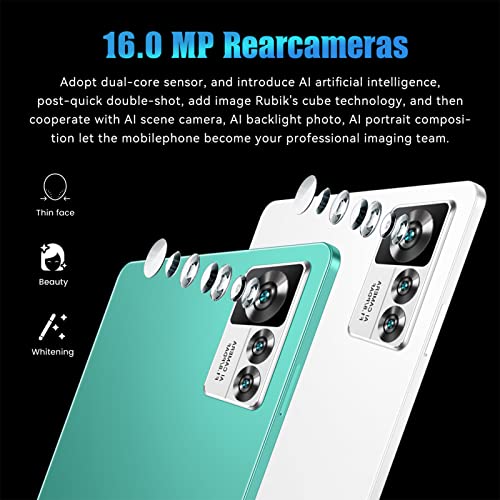 AMONIDA HD Tablet, Green Dual Camera Gaming Tablet Octa Core CPU 2 Card Slots 10.1 Inch FHD for Business (US Plug)