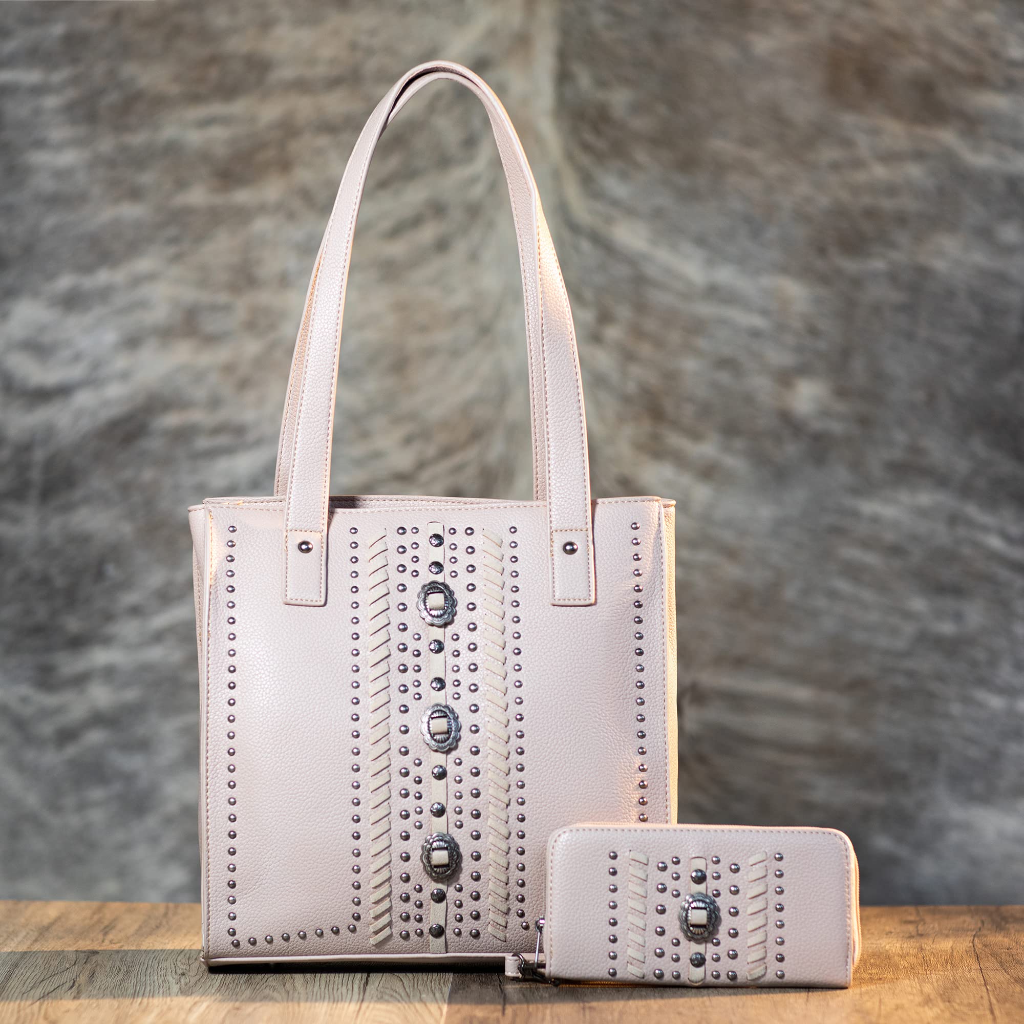 American Bling Tote for Women Large Purses and Handbag Western Shoulder Bag with Wallet AB-G7505BG+W