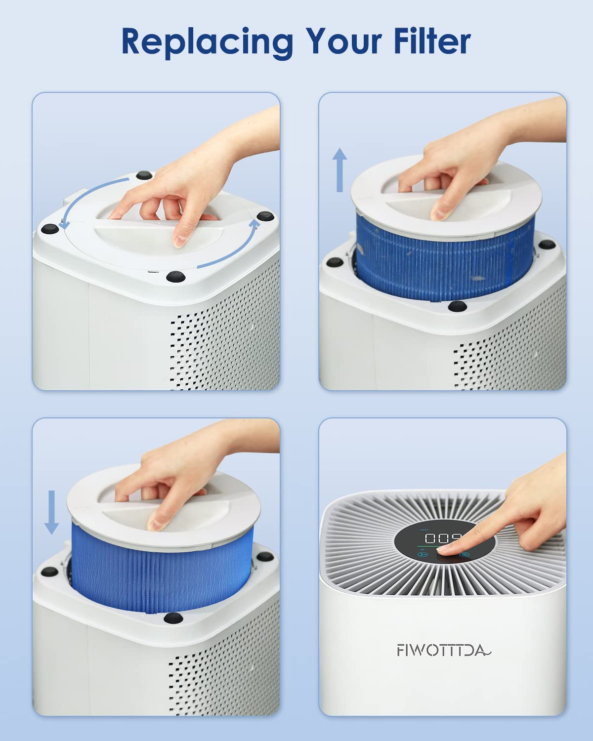 FIWOTTTDA Air Purifier Replacement Filter, 4-in-1 True HEPA for Air Purify Breathe Nature 1