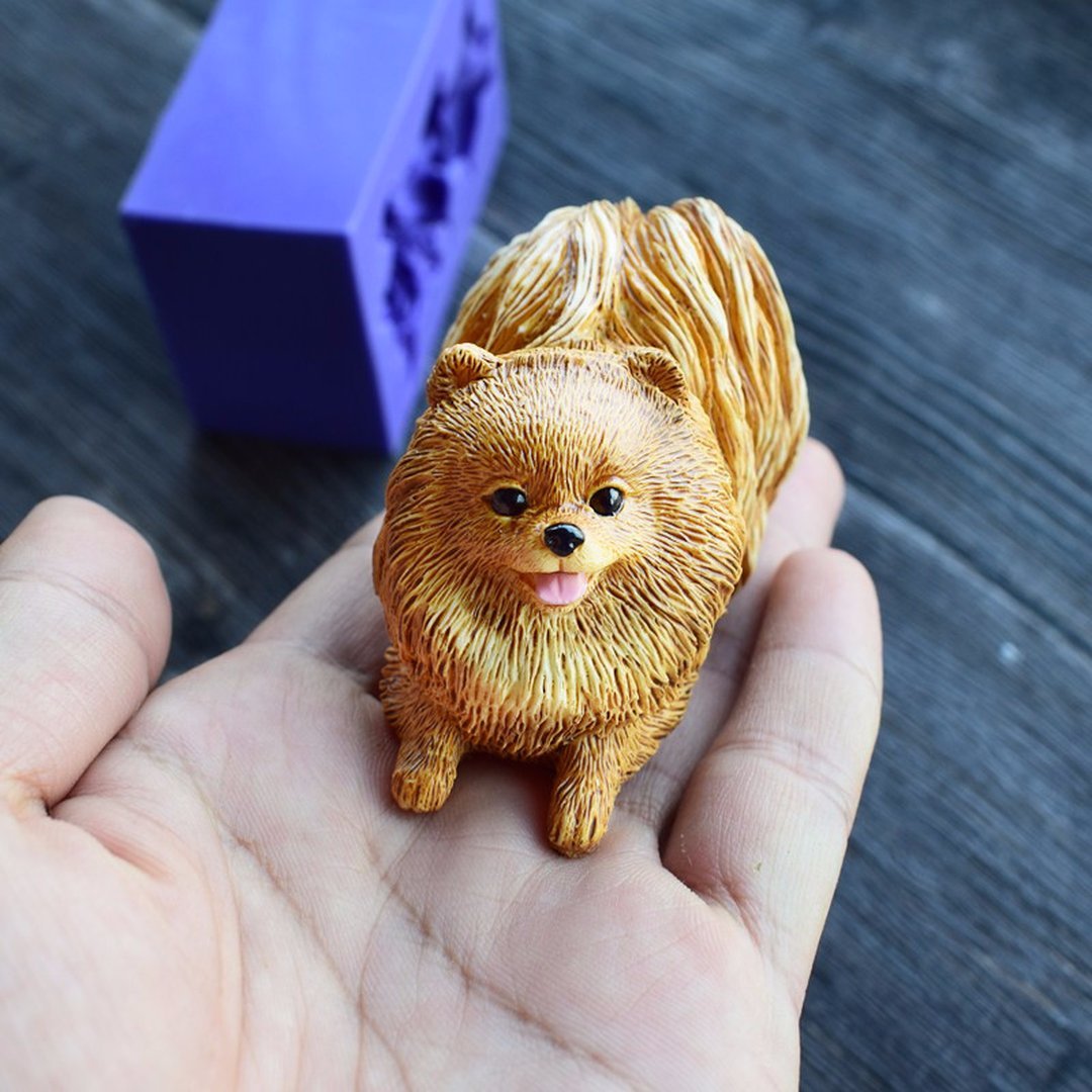 Cute Dog Silicone Molds Chocolate Fondant Molds,Runloo 3D Puppy Dog Soap Molds Pomeranian Candle Moulds