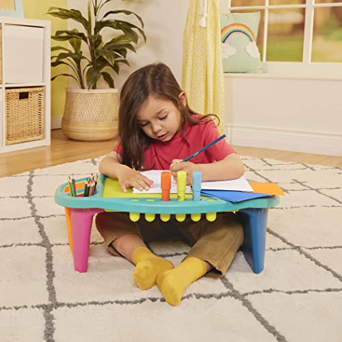 B. toys- Imagination Station- Creaitve Kids Lap Desk – Lap Desk for Art, Coloring, Writing – Portable Table with Storage Space – Reusable Sticker Set – 3 Years +