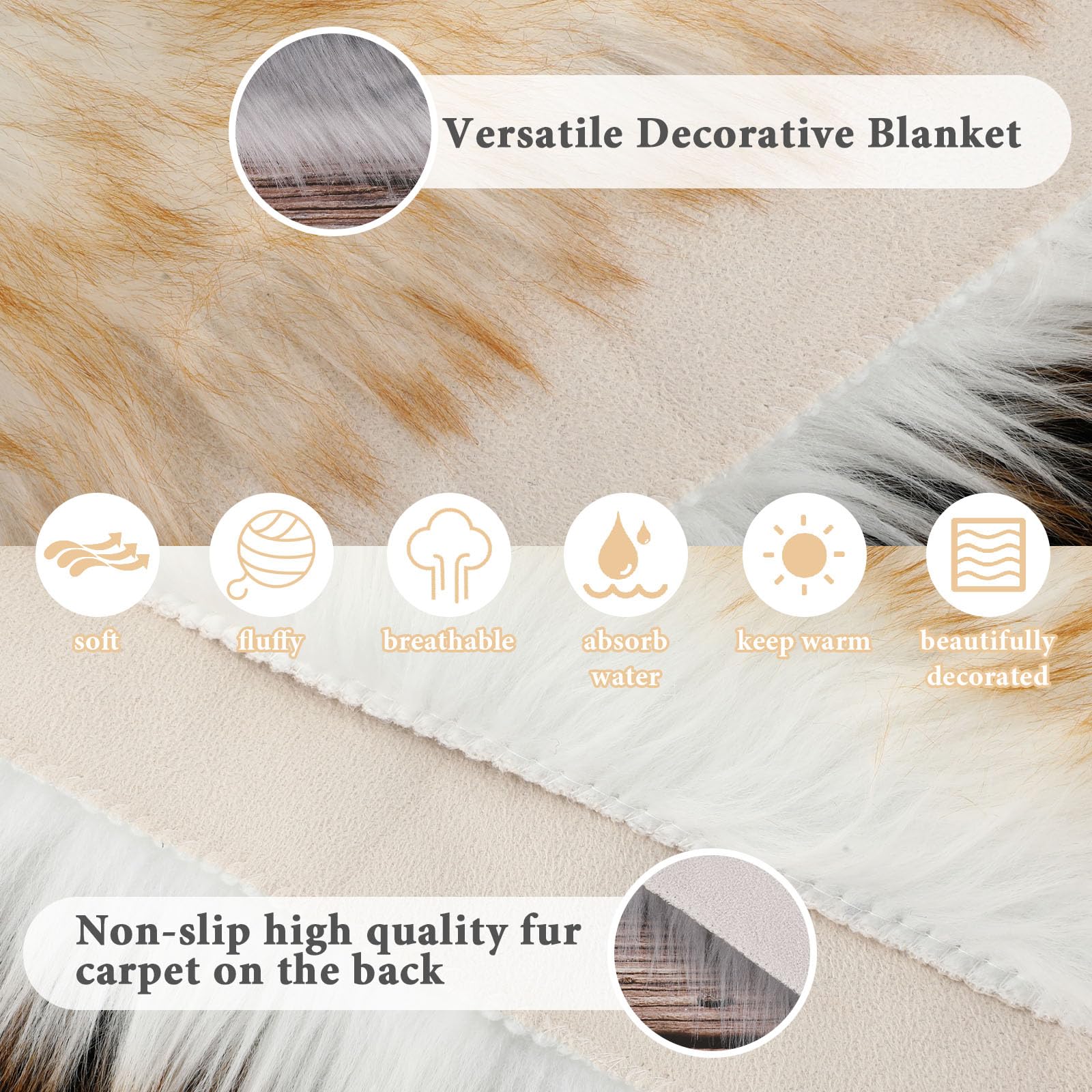 Area Throw Rug Bedroom Decor Carpet 12 inches Small Fluffy Mat with Rubber Backing Bedside Pad Long Non Slip Plush Cover Bathroom Room Floor Home Decorations (Dark Yellow)