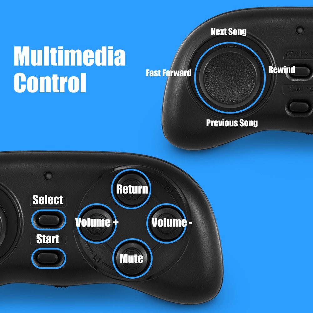 ASHATA Bluetooth Gamepad,Portable Wireless Bluetooth Game Controller,Mini Gamepad,Joystick Handle Remote Shutter,Compatible with Android/iOS, Cellphone,Tablets, PC, etc(Black)