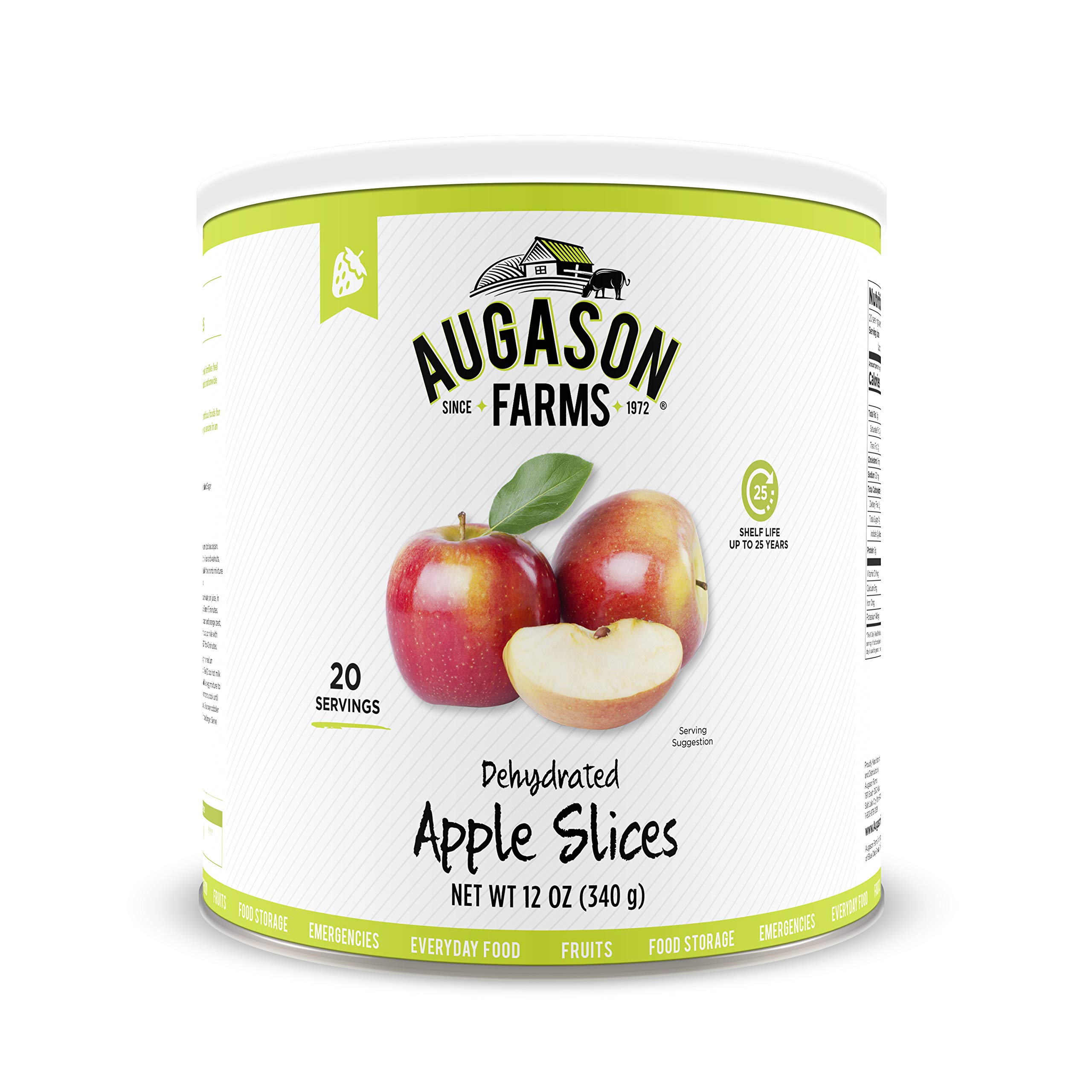 Augason Farms Dehydrated Apple Slices Certified Gluten Free Long Term Food Storage Large No. 10 Can