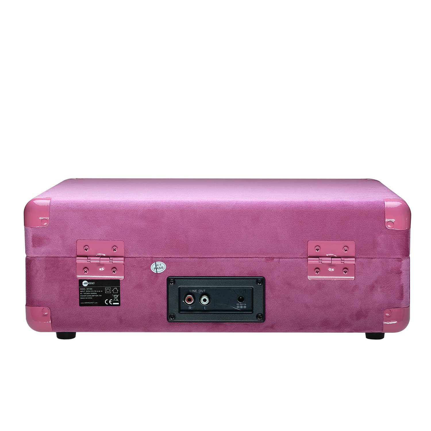 Arkrocket Curiosity Bluetooth Turntable Retro Suitcase 3-Speed Record Player with Built-in Speakers (Hot Pink Velvet)