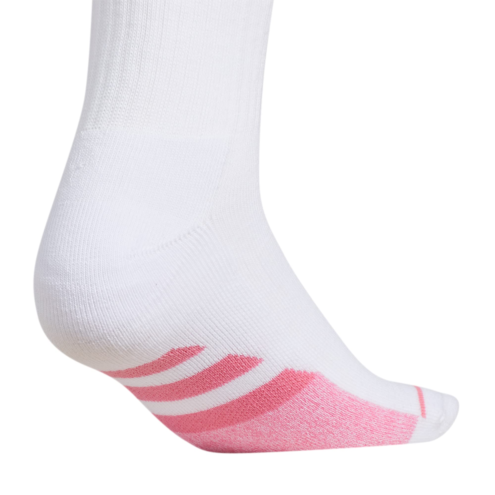 adidas Women's Cushioned Crew Socks (3-Pair), White/Rose Tone Pink/Focus Blue , Medium