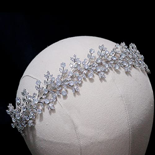 Aoligrace CZ Bride Headband Birthday Party Headpiece Silver Gold Cubic Zirconia Bridal Headwear Wedding Hair Accessories