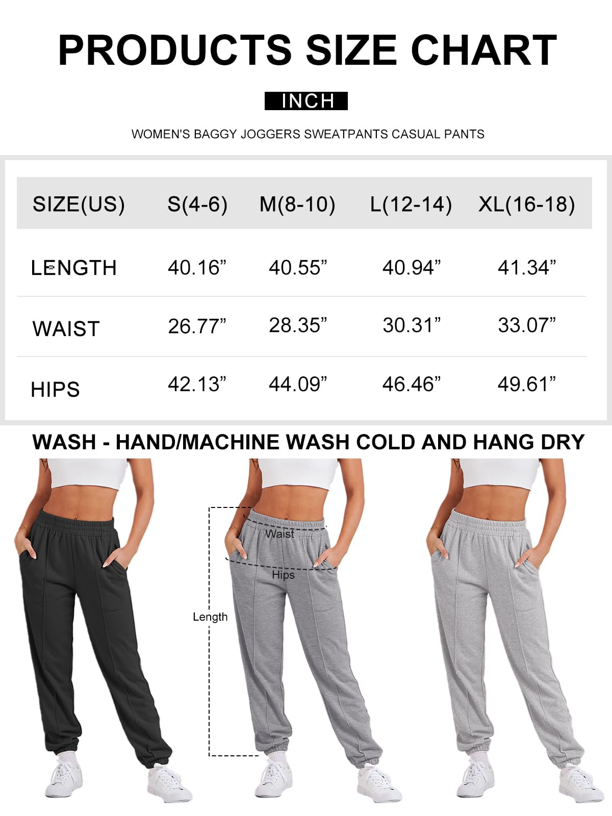 ANRABESS Women's High Waist Sweatpants Workout Athletic Joggers Pants Baggy Lounge Cinch Bottoms with Pockets 2024 Fall Hot Pink X-Large