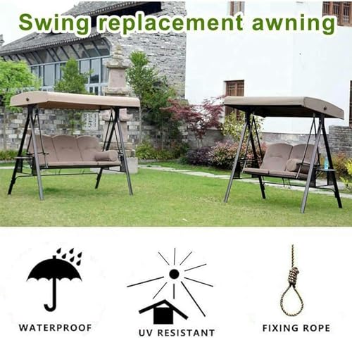 BTURYT Replacement Canopy for Swing Seat, Patio Hammock Top Cover, Replacement Canopy for Swing Seat Chair 2 Seater, Anti-UV Waterproof Cover for Garden