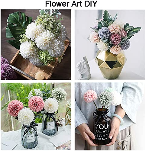 Fantasy Gardens Artificial Fake Flower Plants Silk Chrysanthemum 10Pcs DIY Ball Hydrangea Arrangements Wedding Bouquets Decor Home Kitchen Garden Party Table (Orange)