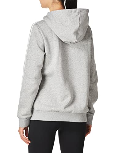 adidas Women's Essentials Full-Zip Hoodie, Medium Grey Heather/White, Large