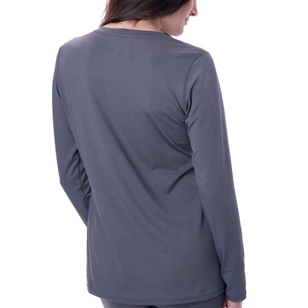 Arctic Cool Women's V-Neck Instant Cooling Moisture Wicking Performance UPF 50+ Long Sleeve Shirt | Lightweight Breathable Top for Running, Workout, Exercise, Fishing, Storm Grey, XL