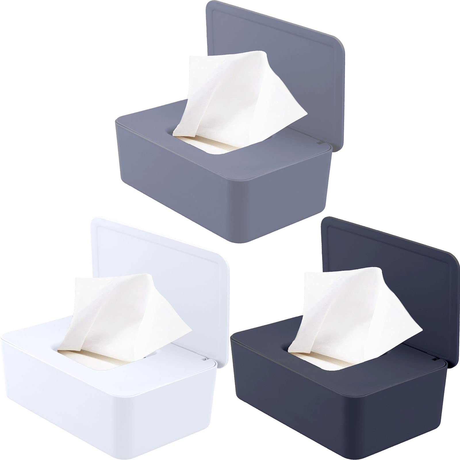 Beieverluck 3 Pack Wipes Dispenser Baby Wipe Holder Case Container Box Diaper Holders Non-Slip for Desk Office Dorm Kitchen Washroom
