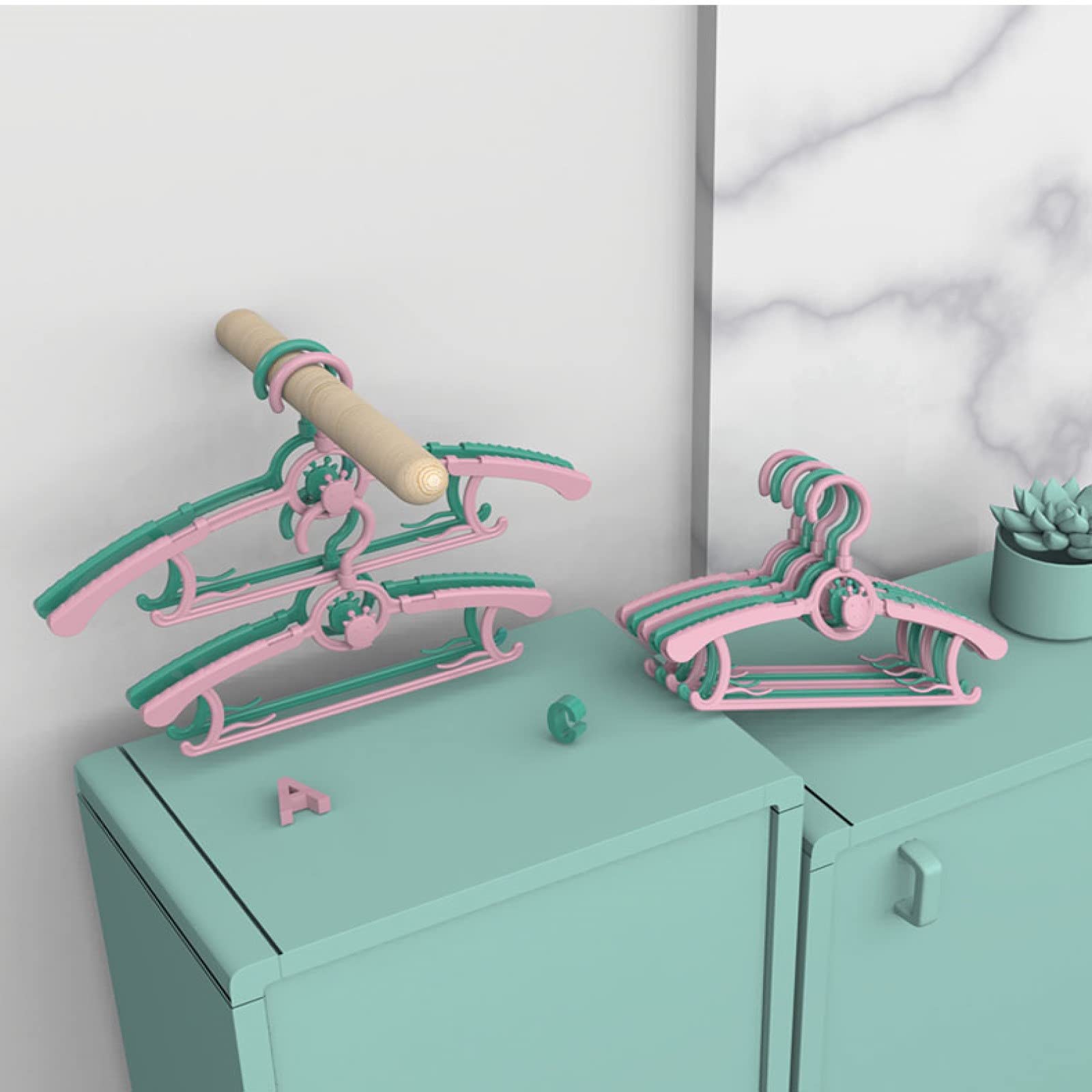 Adjustable Baby Hangers, Plastic Non-Slip Stackable Baby Hanger, Durable & Great as Newborn Kid Child Children Toddler or Infant Clothes Racks for Nursery Closet Wardrobe Pack of 20 (Mint Blue)