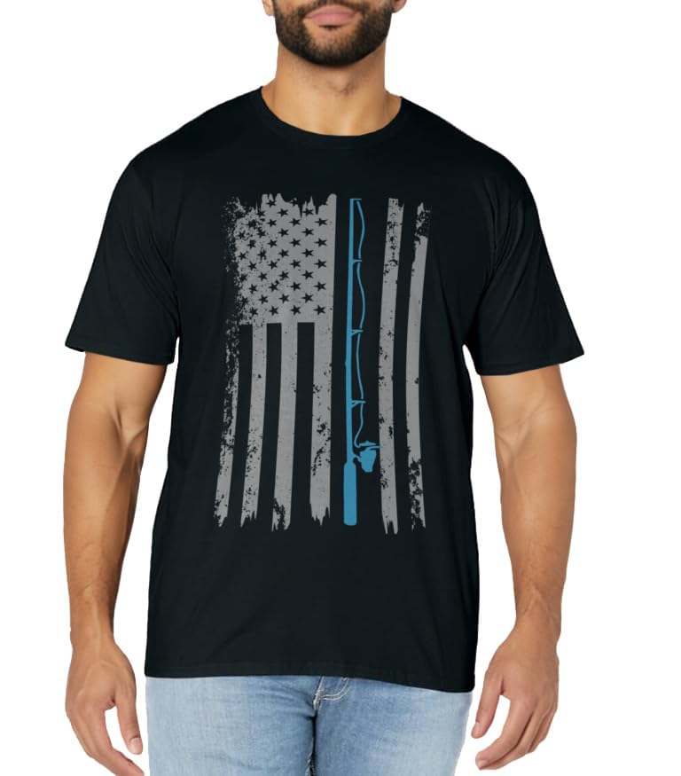 American Flag Fishing Vintage Fisherman T-Shirt