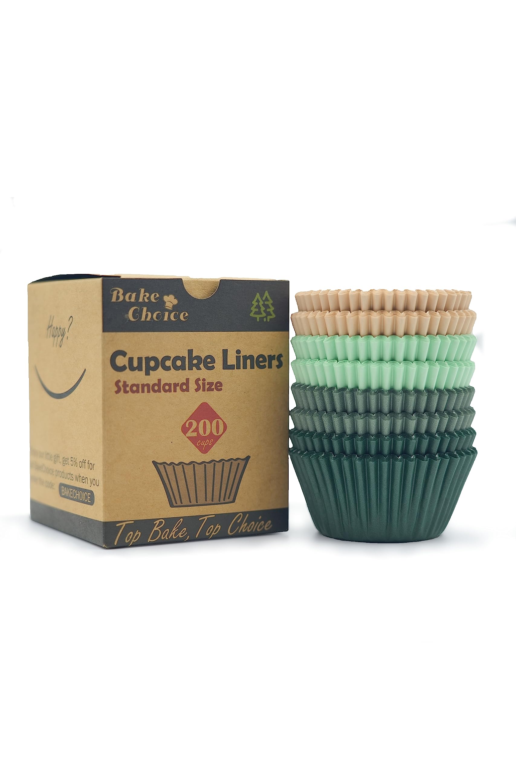 Bake Choice Cupcake Liners 200 Pcs Paper Muffin Cups Standard Cupcake Wrappers, Cup Cake Paper Cup, Food Grade Paper Cupcake Liners, Greaseproof Parchment Muffin Liners Calyx Series