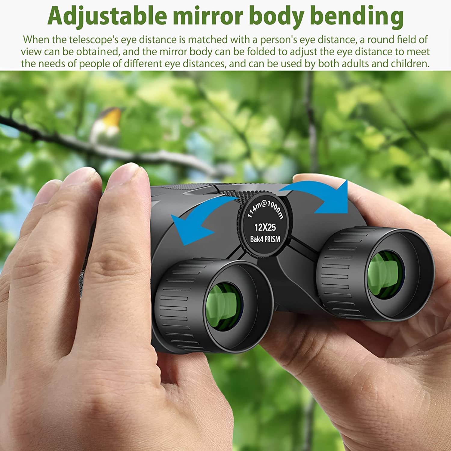 Binoculars for Adults,12x25 Compact Binoculars, Durable & Clear Binoculars for Adults Kids Bird Watching,Opera Concert, Travel, Hiking, Outdoor Scenery, Football Game