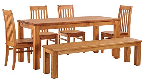 B.R.A.S.I.L.-Möbel TableChamp Dining Table Rio 31.5 x 31.5 Honey Solid Wood Pine Oiled Extension Extendable Komfort