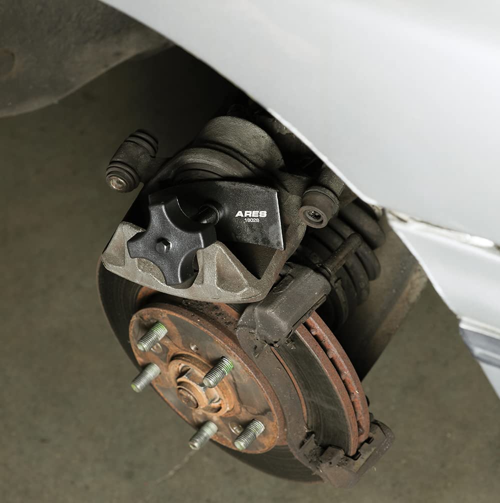 ARES 18028 - Heavy Duty Brake Pad Spreader - Built-in Comfort Tightening Knob - Heavy-Duty Steel Construction - Solid Steel Swivel Joint for Precise and Even Compression
