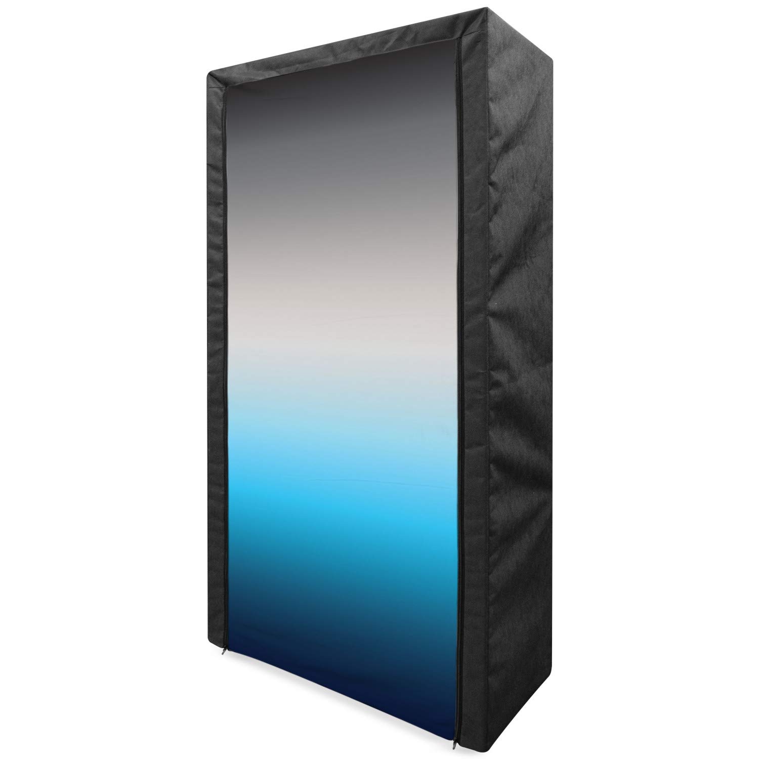 Ambesonne Ombre Portable Fabric Wardrobe, Abstract Color Change Pattern Ornamental Blue Tones Open Sky Theme Design, Clothing Organizer and Storage Closet with Shelves, 33.5", Grey and Blue