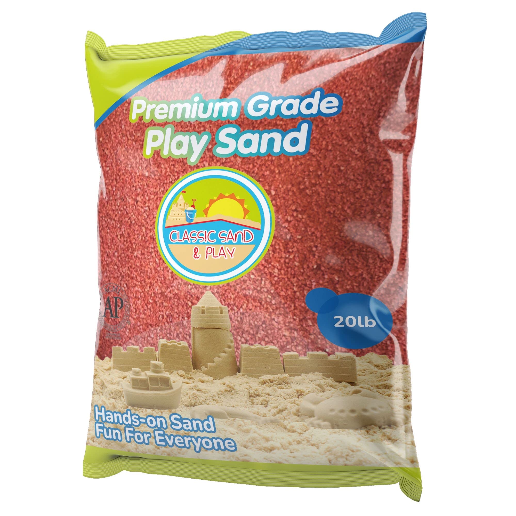 Classic Sand and Play Orange Colored Play Sand, 20 lb. Bag, Natural and Non-Toxic, Fun Wet and Dry Indoor and Outdoor, Sandbox, Therapy, and Table Use, Building, Stimulate Sensory Needs