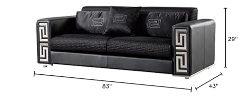 American Eagle Furniture AE223 Black Color with Faux Leather and Fabric Sofa