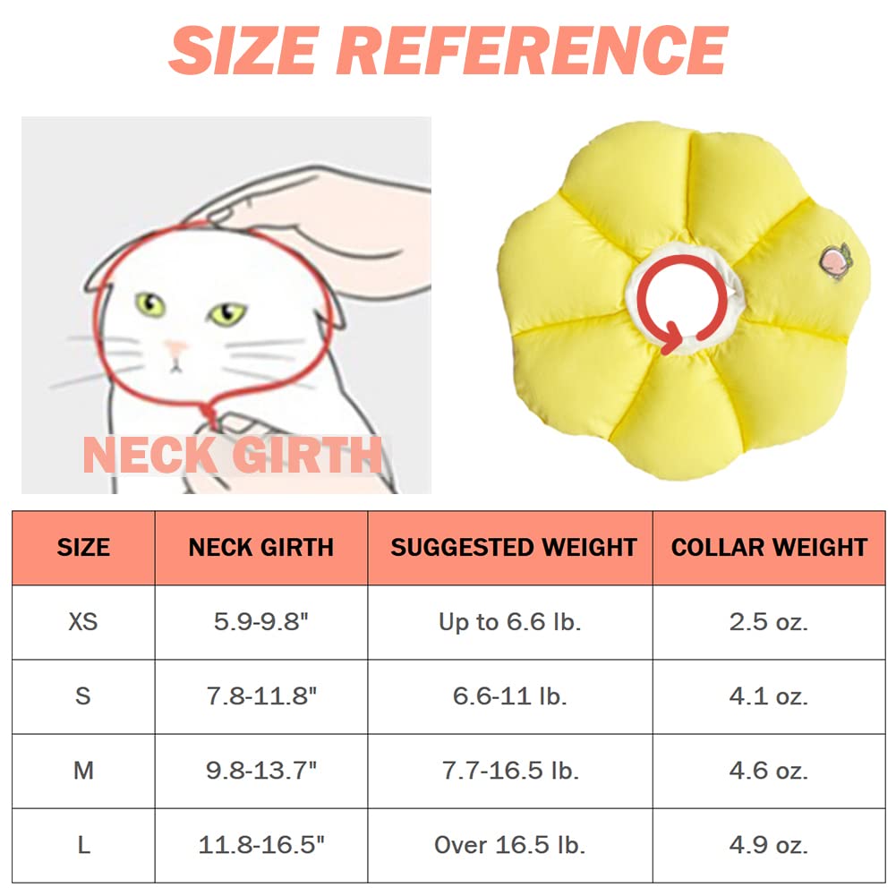 Cat Recovery Collar Soft Cute Waterproof Elizabethan Collar for Cats Cone Collar Protective Recovery kitten Collar for After Surgery to Prevent from Biting Scratching(ELC07-yellow-s)