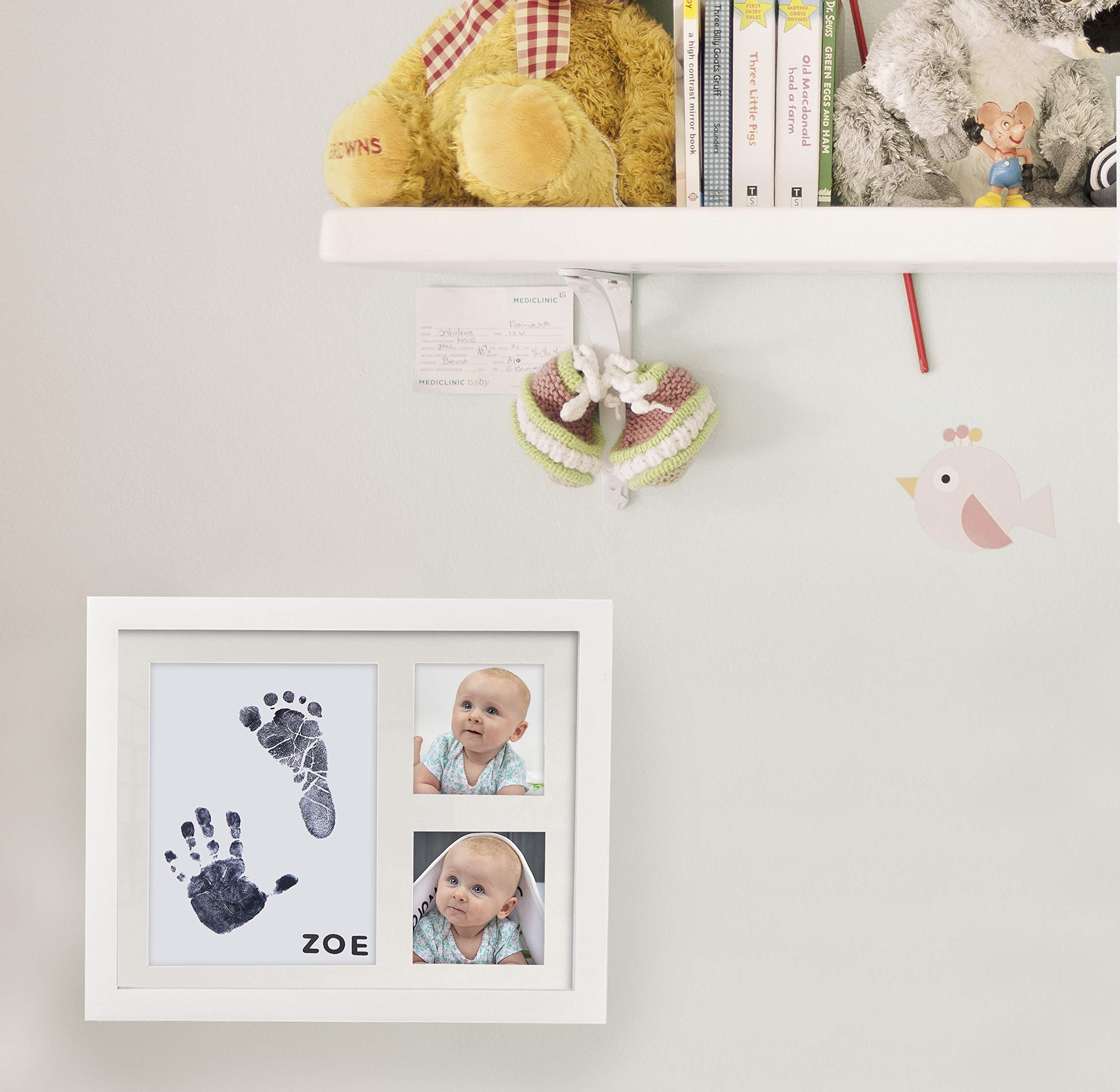 Baby Ink Hand and Footprint Kit β Handprint Picture Frame for Newborns (Safe Clean-Touch Ink Pad for Prints) β Best New Mom and Shower Gift β Foot Impression Photo Keepsake for Girls & Boys β (White)