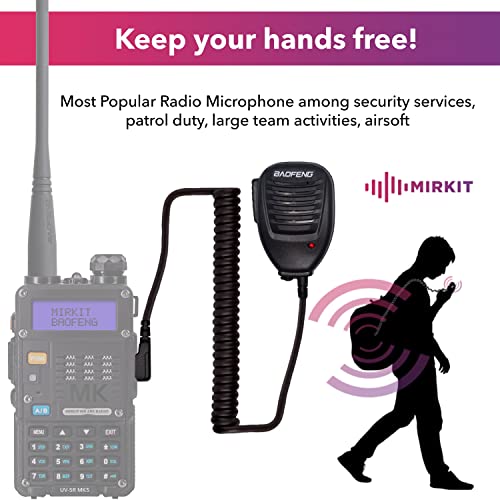 MIRKIT UV-5R Accessories Compatible with Baofeng BF-F8HP, Full House Set: UV5R Battery BL-5L 3800 mAh, USB Charge Cable, Speaker Mic, Mirkit FTDI Programming Cable Model 3, Lanyard Mirkit