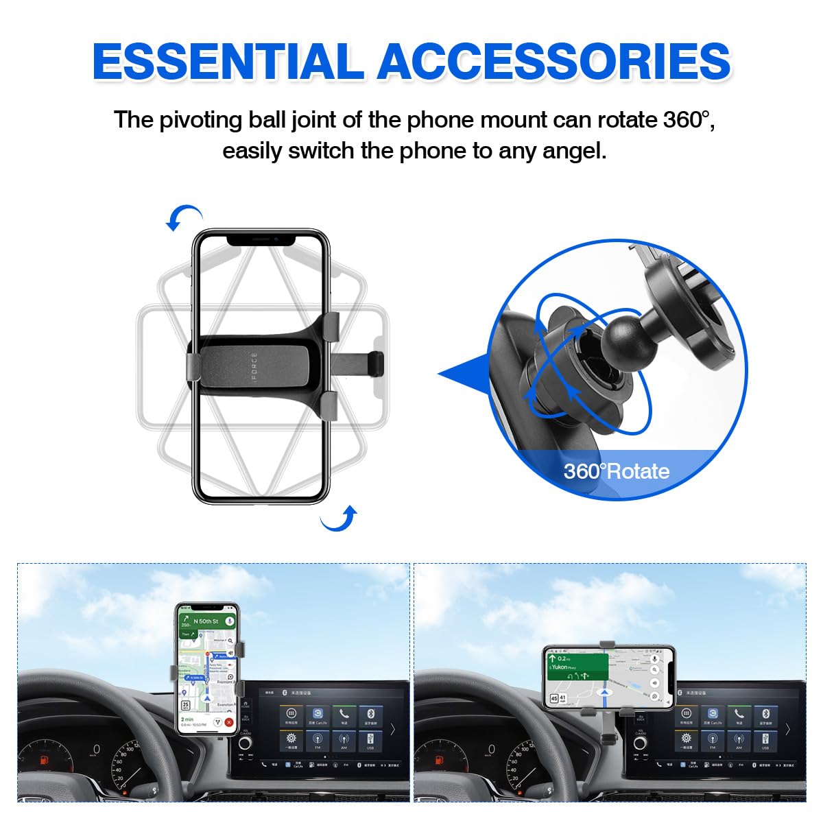 Autorder Custom Fit for Car Phone Holder 2022 2023 Honda Civic Accessories 9" Touchscreen Air Vent Screen Fixed Clip Cell Phone Mount Hands-Free 360 Degree Rotation