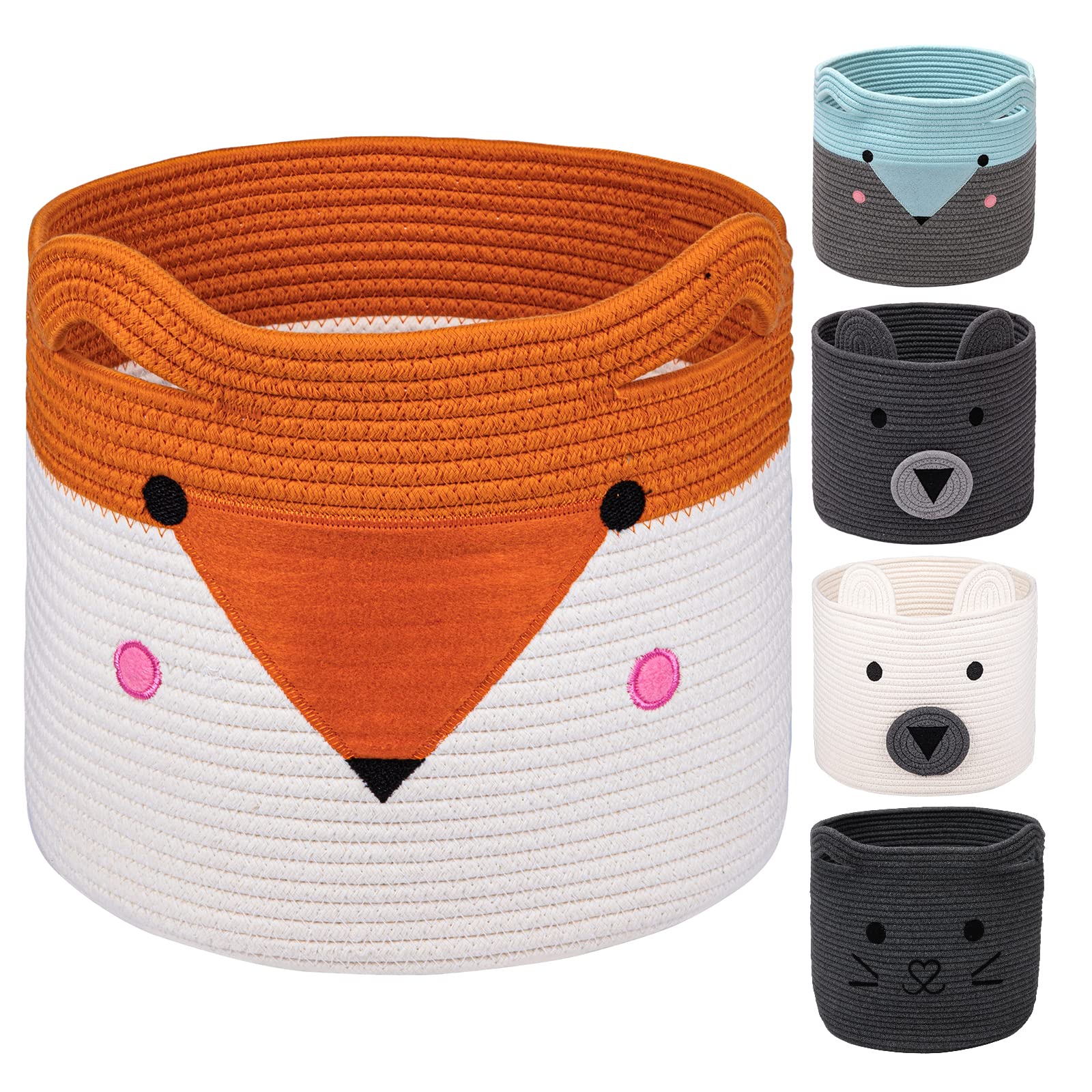 AXHOP Toy Storage Toy Box 11x11 Small Storage Bins for Kids, Shelves, Organizing. Baby, Dog Toy Organizers and Storage, Baskets for Organizing Toy Basket.(Orange Fox)