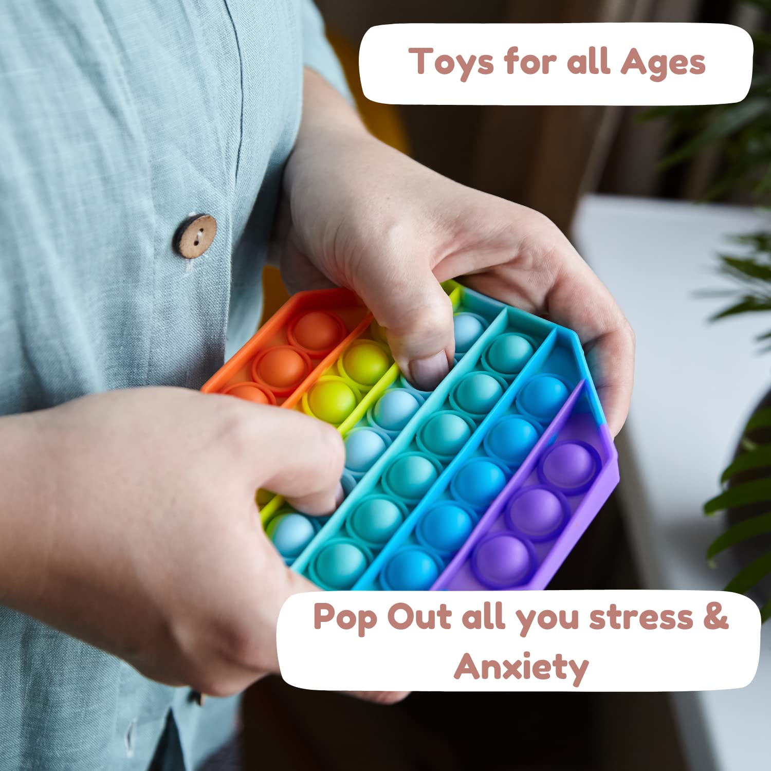 Lyft Livin Teethers Push Pop SiliconeToys for Babies Toddlers |Adults| Relief Sensory Poppers Fidget Helps Improve Motor Skill Memory & Autism for Preschool Crawling Baby Kids - Red Heart