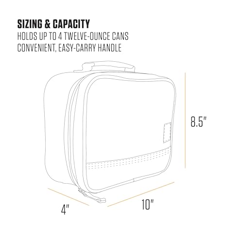 Carhartt Insulated 4-Can Lunch Cooler for Men and Women, Fully Insulated and Water Resistant, Essential Lunch Cooler (Black)