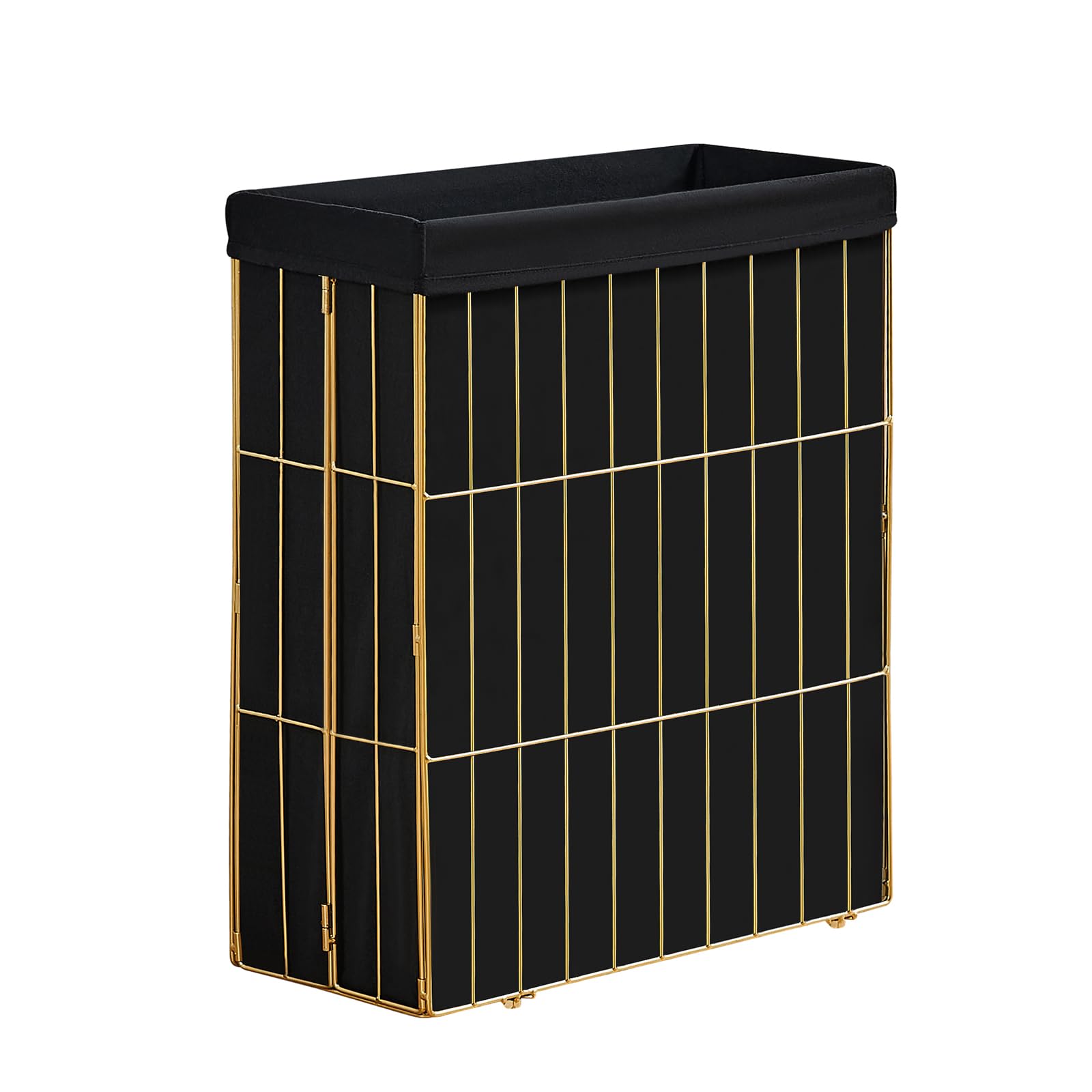 Mxfurhawa Laundry Hamper, 67L Laundry Baskets, Slim Laundry Hamper with Removable Liner Bag, Compact Collapsible Clothes Basket, Metal Wire Frame Laundry Sorter, for Bedroom Bathroom (Black)
