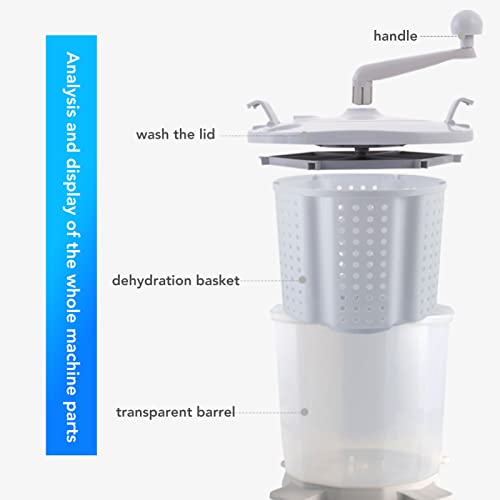 Yosoo Nordic Grey Portable Hand, Portable Washers Dryers Crank Washing Machine Manual Washing Machine Spin Dryer Home Apartments Dorms Camping Supplies
