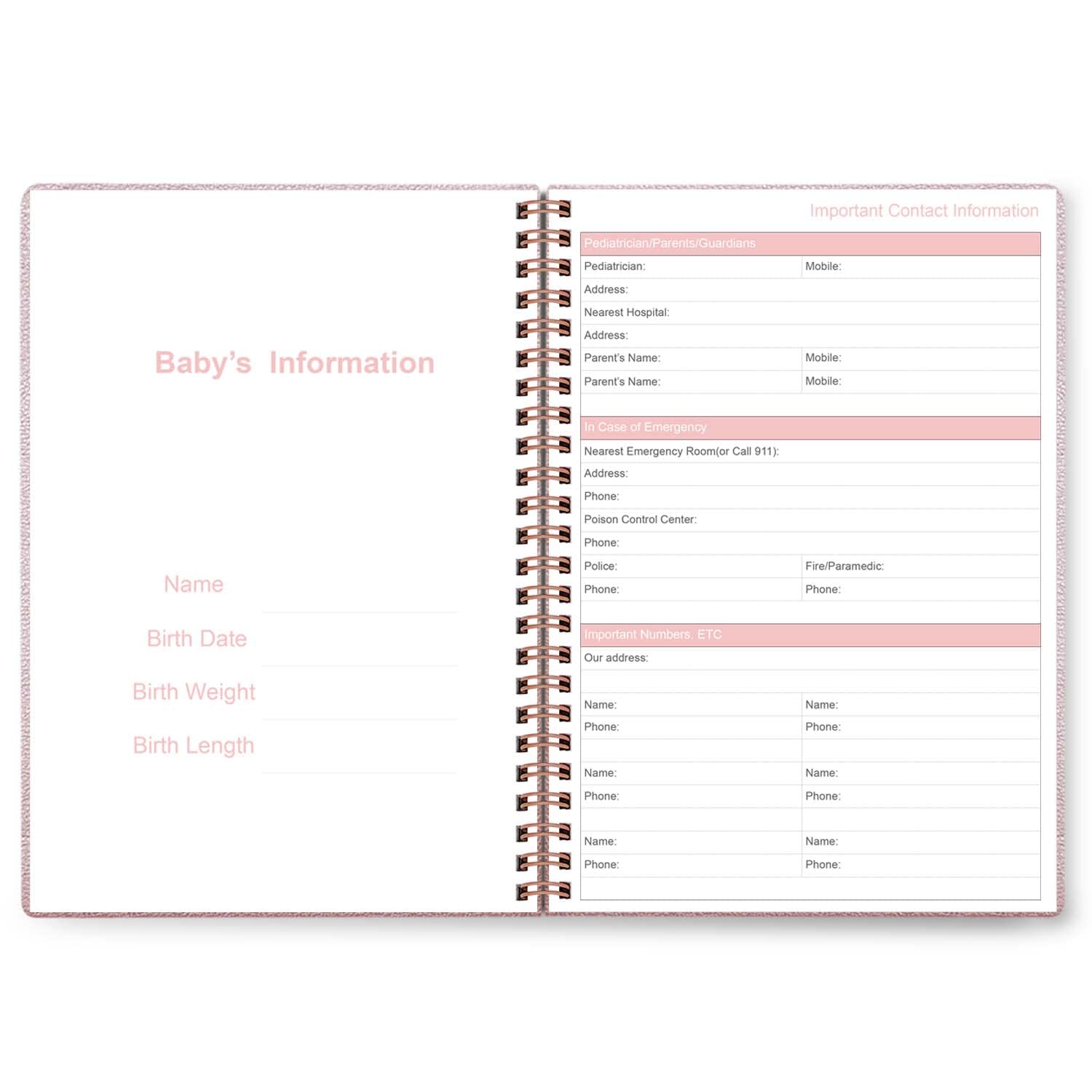 Baby's Daily Log Book - Baby Planner for Newborn with 152 Pages for Feed, Sleeping, Diaper, Awake Time to Track Baby's Schedule - Rose PU Cover