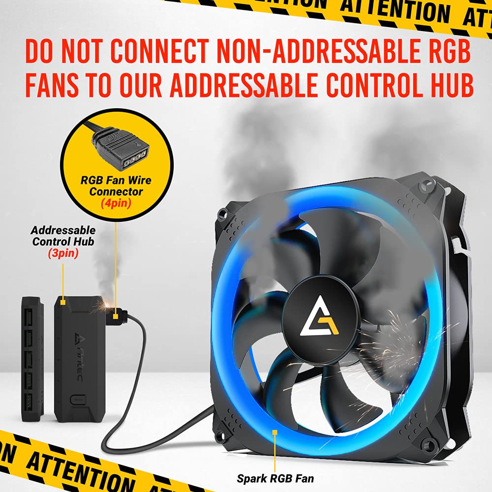 Antec 120mm RGB Case fan, RGB High Performance PC Fan, 4-pin RGB, Spark Series, 3 Packs