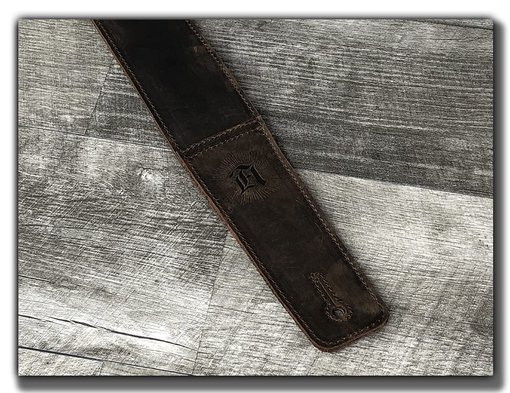 Anthology Gear "The Reticent Full Grain Leather Guitar Strap For Electric, Acoustic, and Bass Guitars (2", Whiskey Brown)
